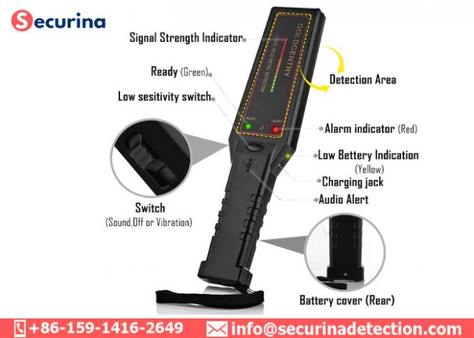 Portable Hand Held Metal Detector 9V Battery With LED Signal Strength ...